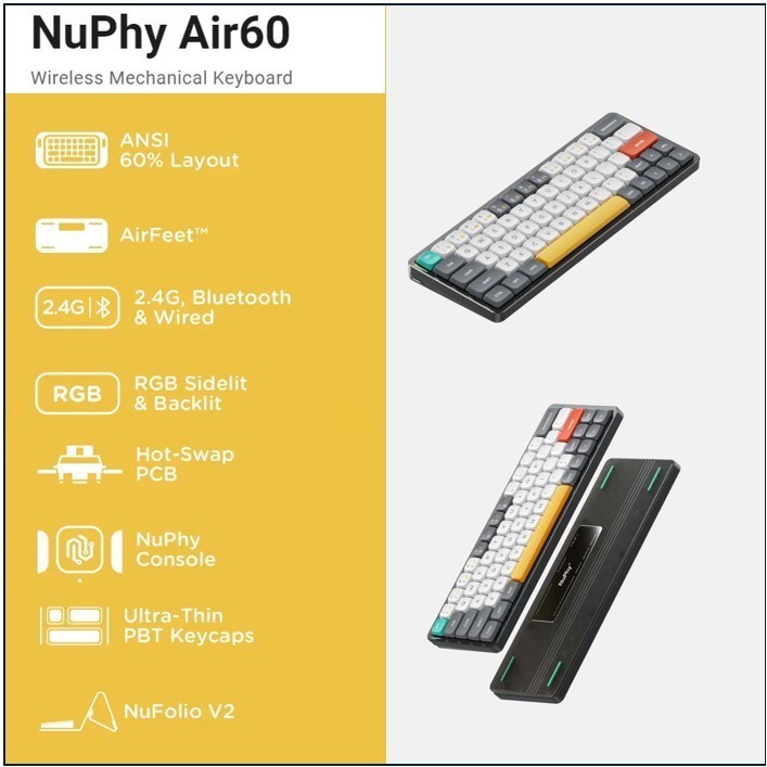 Jual NuPhy Air60 / Air-60 ANSI Wireless Mechanical Gaming Keyboard LP ...