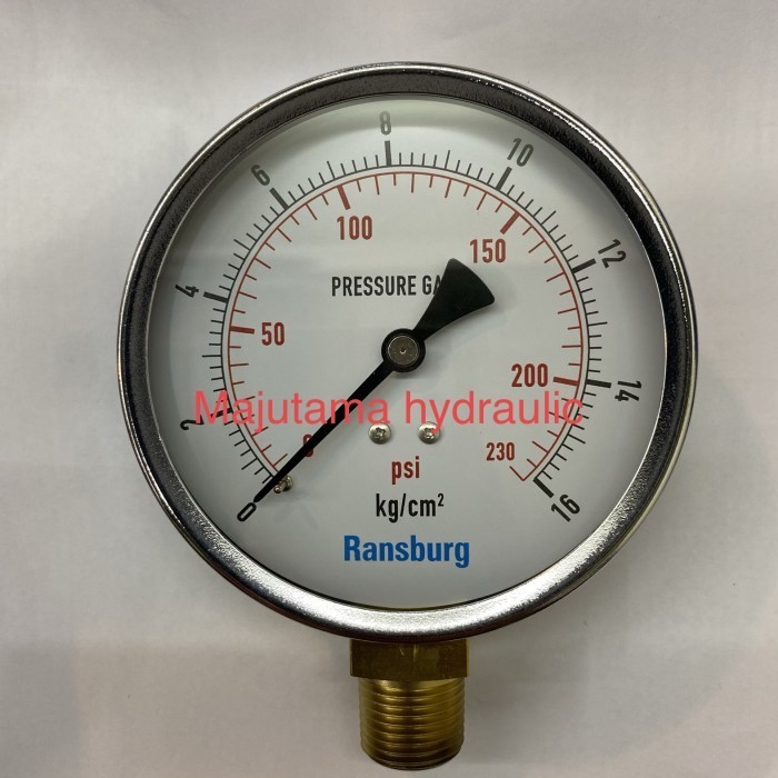 Jual Pressure gauge//manometer 4 inch 16 bar(kg/cm2)black steel - 2,5 ...