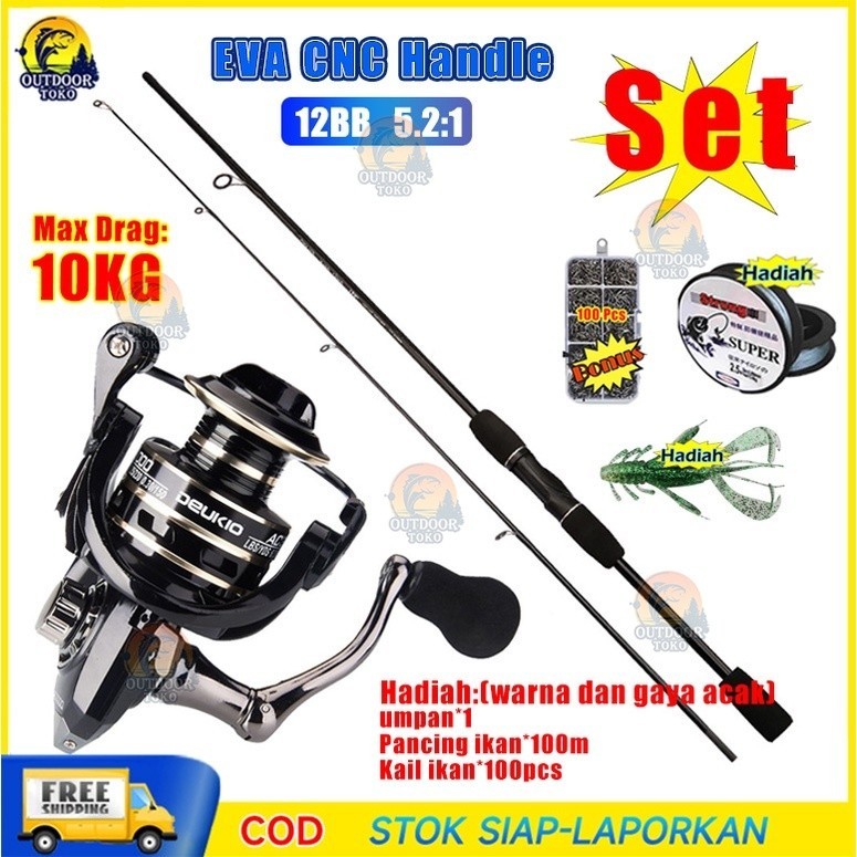 Jual Joran Pancing Set 1.6M 1.8M 2.1M 2.4M Fishing Rod And 2000-7000 Series Spinning Fishing ...