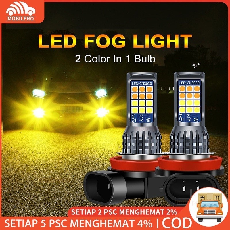 Jual 1Pcs LED Lampu LED Putih H11 Two Color 24SMD untuk Headlight / Fog ...