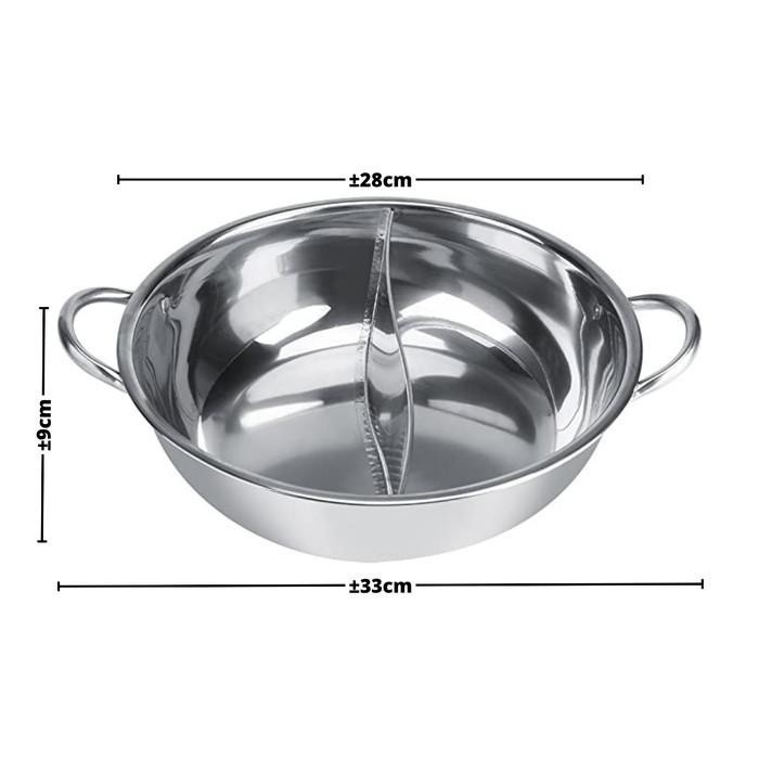 Jual [Tokome23] COD Panci Hotpot Shabu 2 Sekat 28Cm Mangkok Steamboat ...