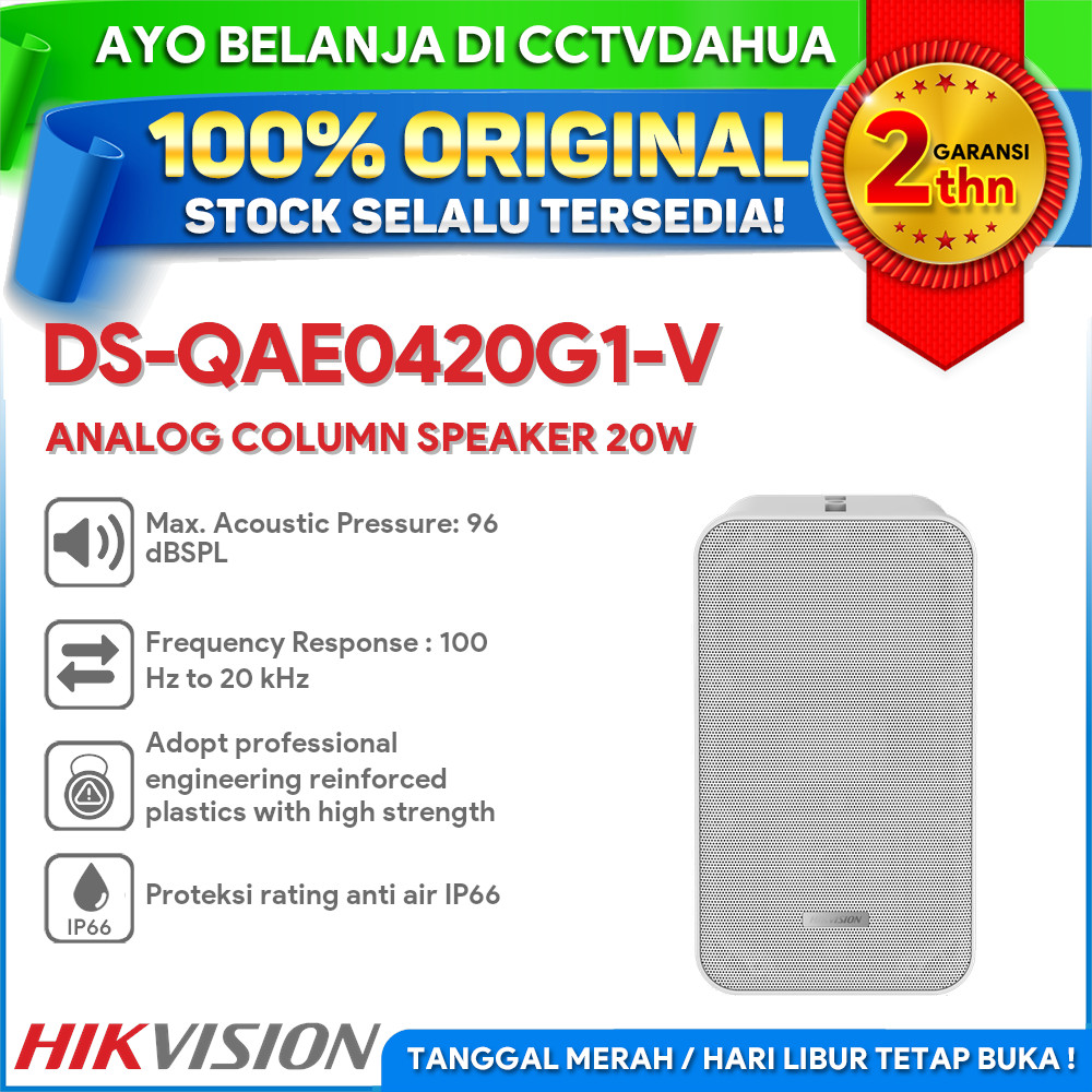 Jual HIKVISION DS-QAE0420G1-V ANALOG COLUMN SPEAKER 20W 96DBSL 100HZ - 20KHZ IP66 OUTDOOR ...