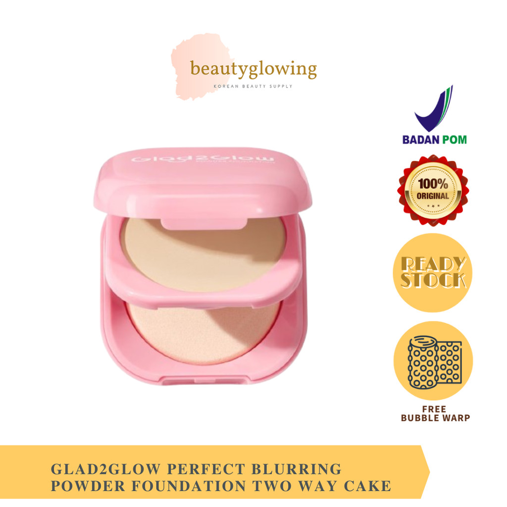 Jual Glad2Glow Perfect Blurring Powder Foundation two way cake TWC ...