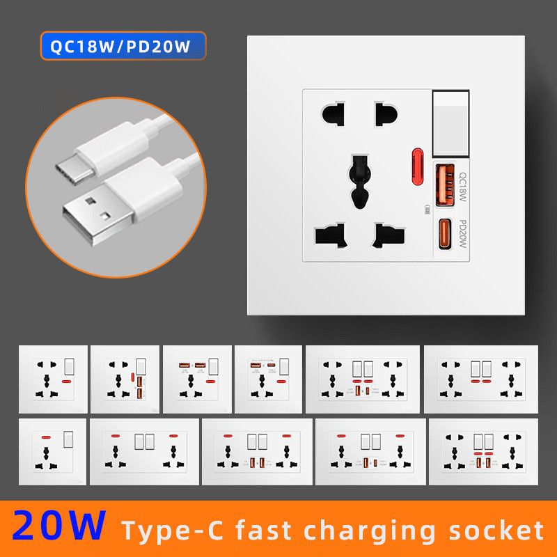 Jual International universal five-hole socket with smart dual usb Type ...
