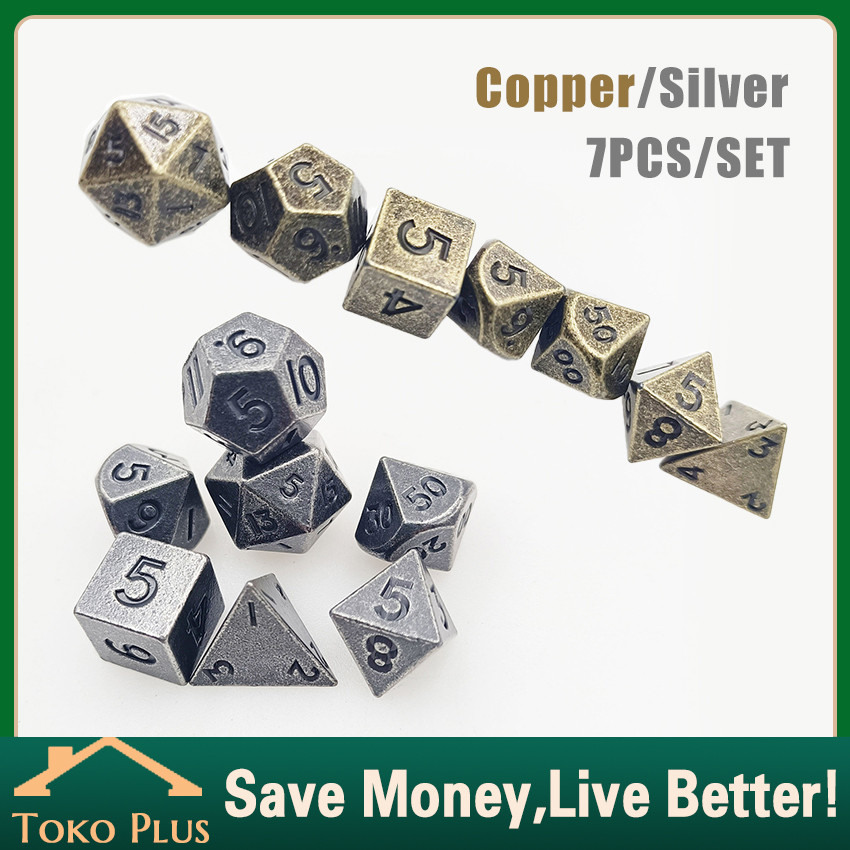Jual 7Pcs/Set Dadu Polyhedral Dice Metal Multi Sisi Board Game | Shopee ...