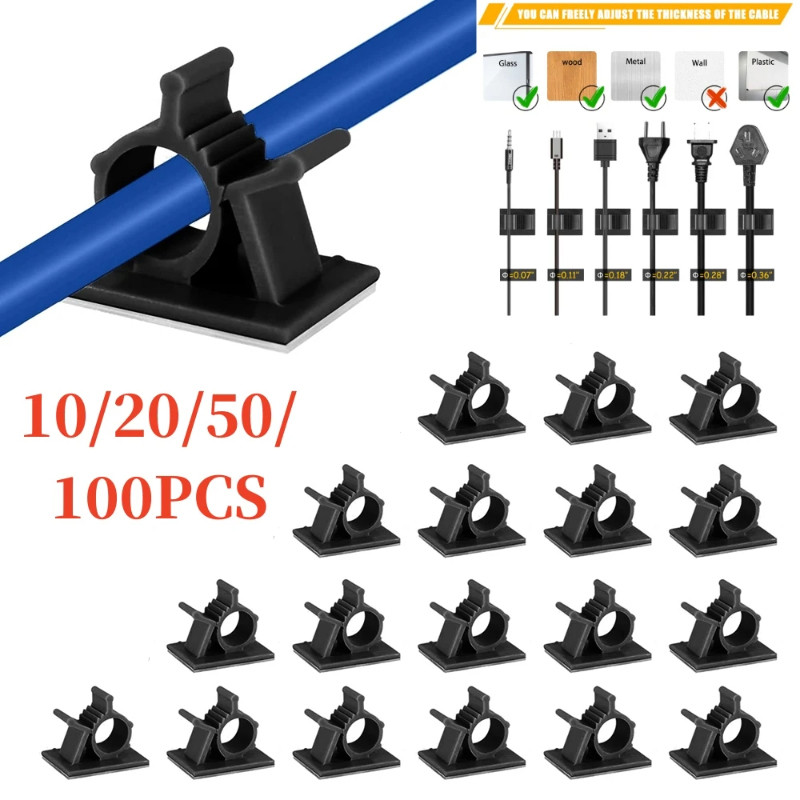 Jual Cable Organizer Self Adhesive Cable Clips Adjustable Table Cable ...