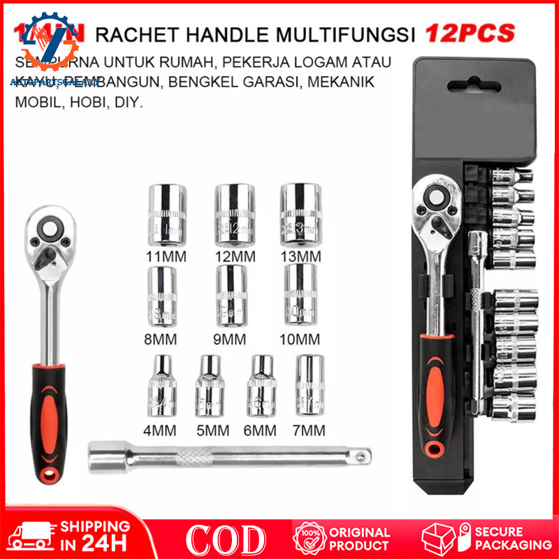 Jual Ratchet Socket Wrench Gagang Ratchet Mata Kunci Shock Stang Sok ...