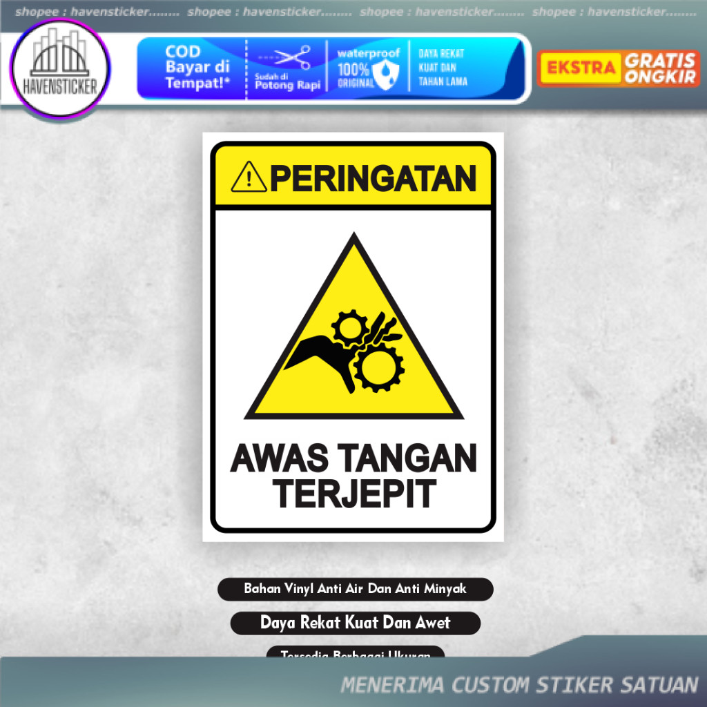 Jual Stiker Peringatan Awas Tangan Terjepit - Sticker Awas Tangan ...
