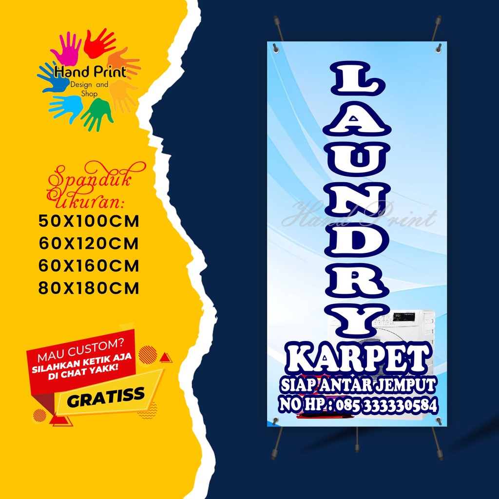 Jual Cetak Spanduk Banner Toko Laundry Karpet Biru MMT Spanduk Custom ...