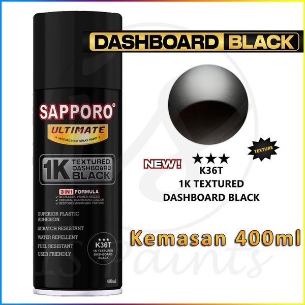 Jual Baru !! Cat Aerosol Sapporo Ultimate K36T (1K Textured Dashboard Black) @400cc | Shopee ...