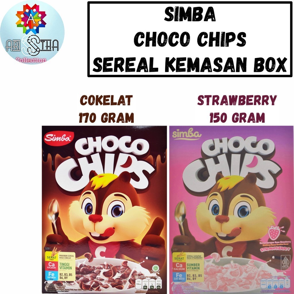 Jual Simba Choco Chips Sereal Kemasan Box Cokelat 170 Gr Strawberry 150 ...