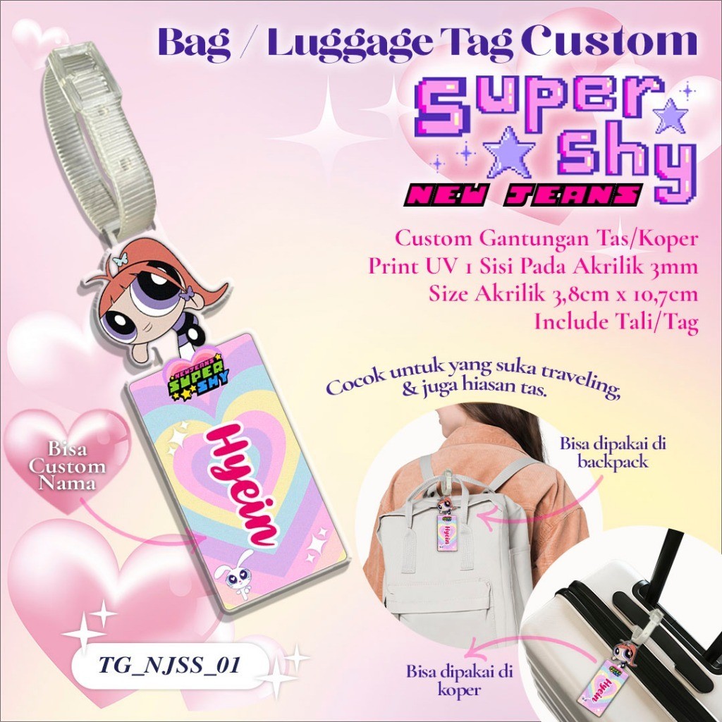 Jual Custom Luggage / Bag Tag Desain KPOP NewJe4ns Super Shy / Custom ...