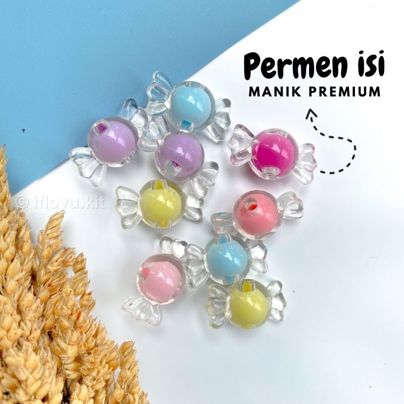 Jual Manik Mote Permen isi Premium DIY gelang Phone Strap Isi 10 Gram ...