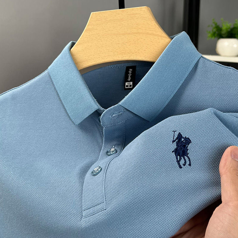 Jual 100% pure cotton Paul polo shirt for men's short sleeved business ...