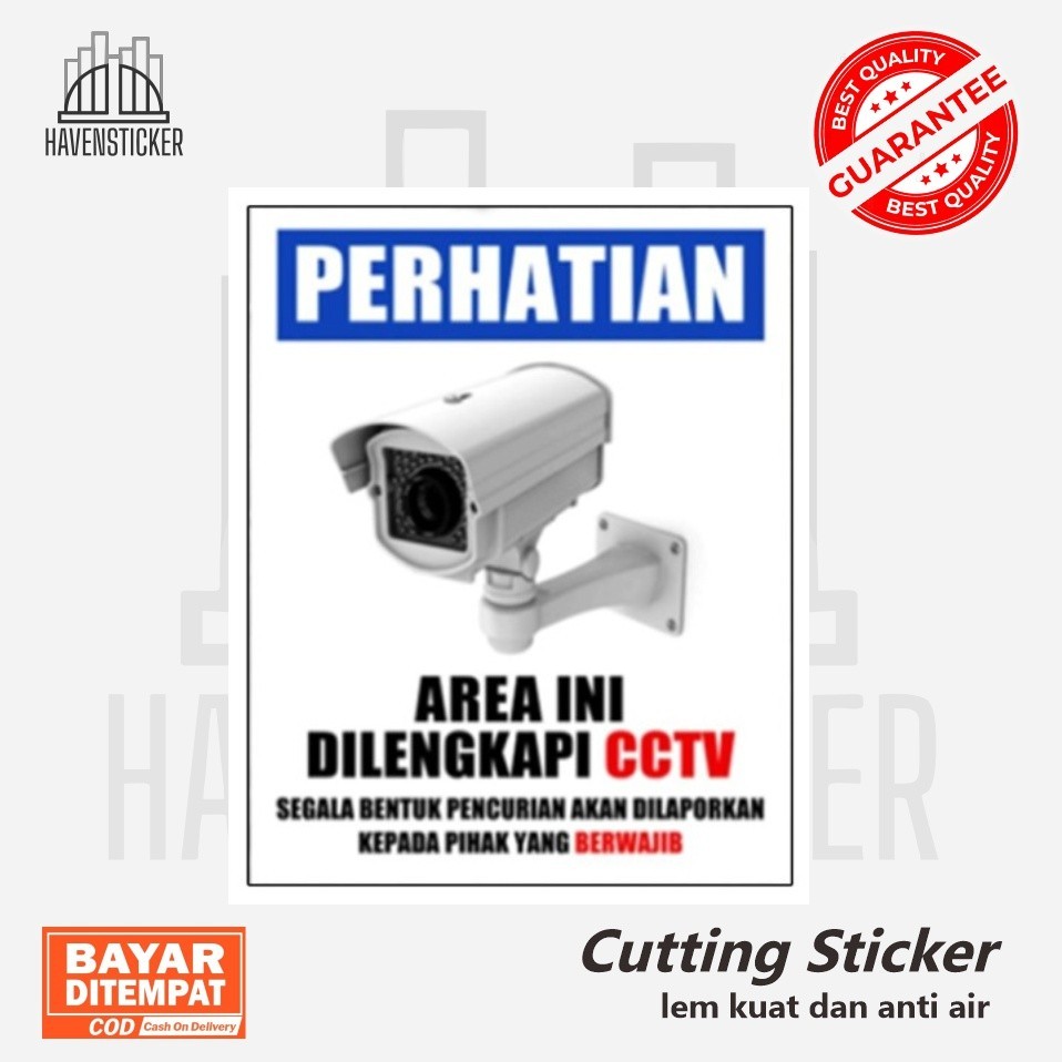Jual Sticker vinyl print safety sign CCTV AREA warning sign camera ...