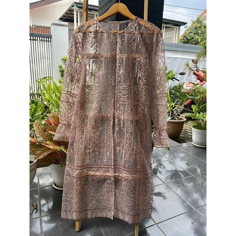Jual RAISHA OUTER BAHAN BRUKAT ALL SIZE LD 120 CM MODEL TUNIK LONG ...