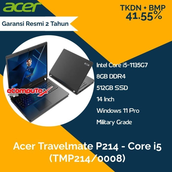 Jual Laptop Acer Travelmate P214 Core-i5 (TMP214/0008) - i5 8GB 512 - TKDN | Shopee Indonesia