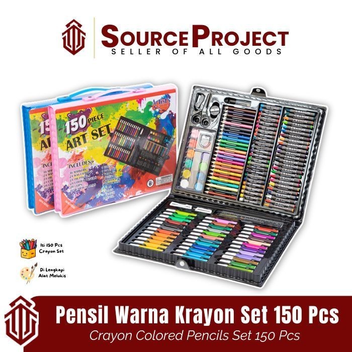 Jual Pensil Warna Crayon Krayon Kerayon Set 150 Pcs Lengkap Alat ...