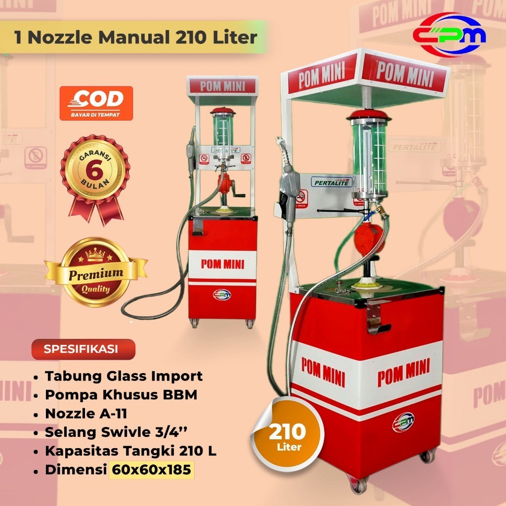 Jual Pusat Pom Mini - Pertamini Manual 1 Nozzle 210 Liter | Shopee ...