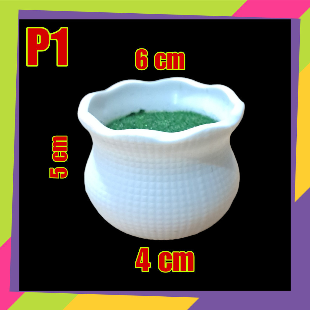 Jual 1947D2 / Pot bunga plastik pixels tali rumput plus busa & rumput ...