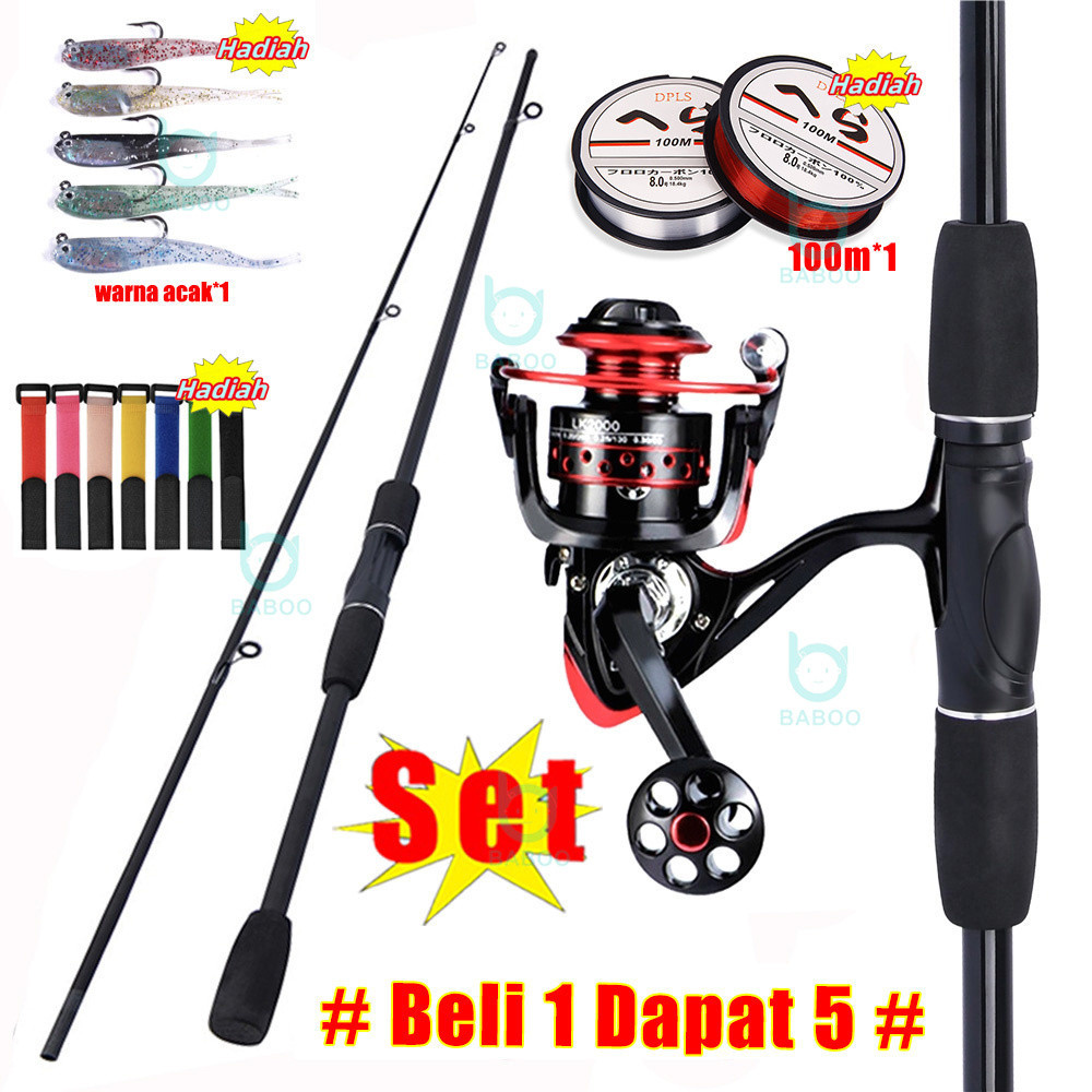 Jual 【#Beli 1 Dapat 5#】Joran Pancing Set alat pancing lengka Pancing 1.65m 1.8M 2.1M Fishing Rod ...