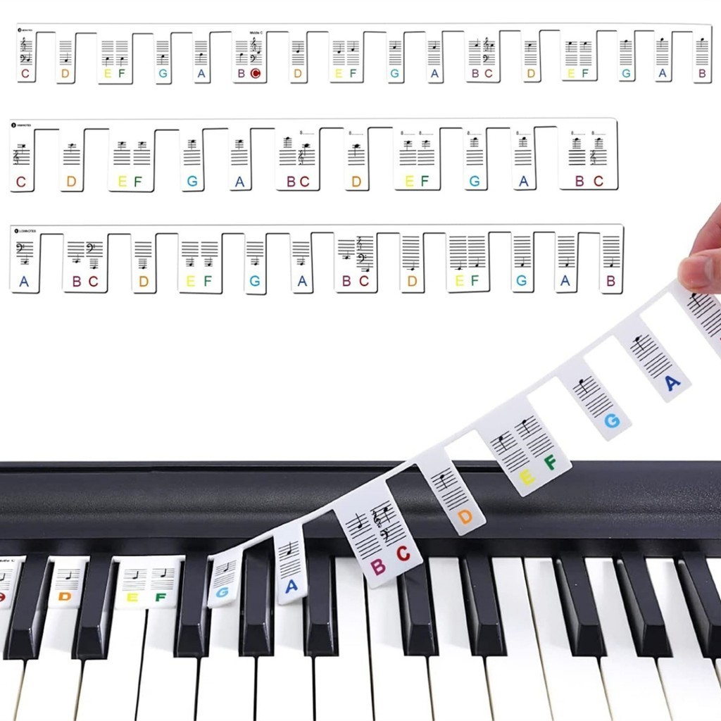 Jual Piano Keyboard Stickers for 88/61 Key, Silicone Removable Piano ...