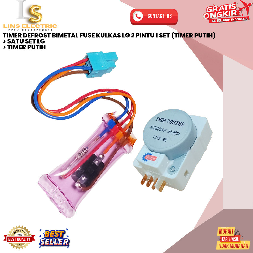 Jual TIMER DEFROST BIMETAL FUSE KULKAS LG 2 PINTU 1 SET (TIMER PUTIH) LINS | Shopee Indonesia