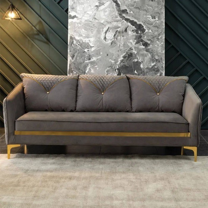 Jual GJ02- Sofa 3 / 2 Seater Kaki Besi - Upholestered List Gold Square ...