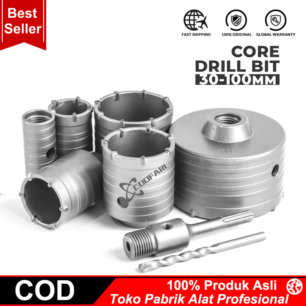 Jual Core Drill BIt 30MM-100MM Hole Saw dan Adaptor 110MM Bahan Baja ...