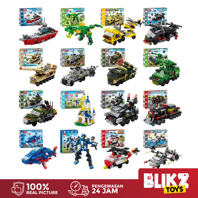 Jual BLIKZ 6 in 1 Mainan Balok Susun Mobil Tank Helikopter Kapal Perahu ...