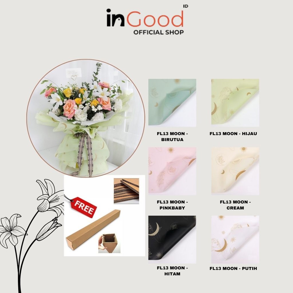 Jual IN GOOD - (5 LEMBAR) - FL13 MOON Kertas Bunga Paper Buket Motif ...