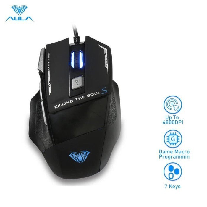 Jual AULA Mouse Gaming S12 Wired Professional Office Mouse RGB 4800DPI ...