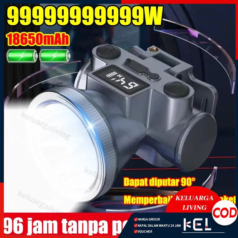 Jual 500W Senter Kepala 96 jam tanpa mengisi daya dengan tampilan digital Super Terang Outdoor ...