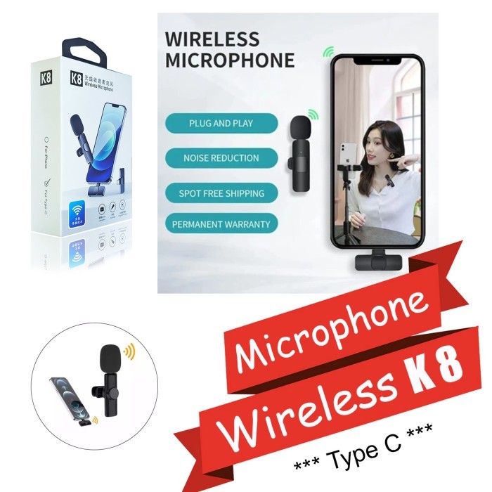 Jual MICROPHONE WIRELESS K8 COLOKAN TYPE C / MICROPHONE | Shopee Indonesia
