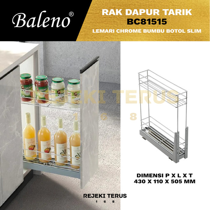 Jual Rak Dapur Tarik Baleno BC81515 Lemari Stainless Bumbu Gelas Botol ...