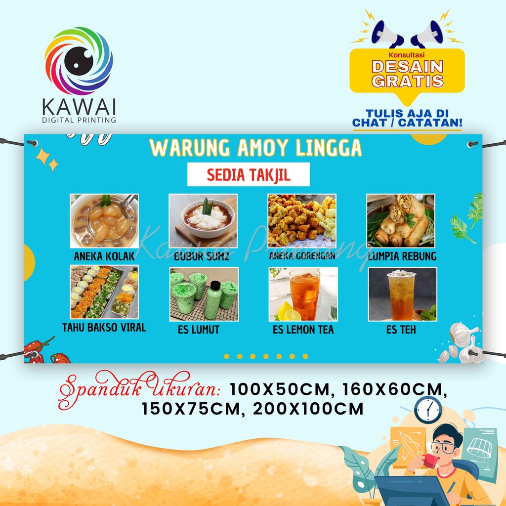 Jual Spanduk Banner MMT Warung Aneka Jajanan Biru Rekuest 200x100 Cm ...
