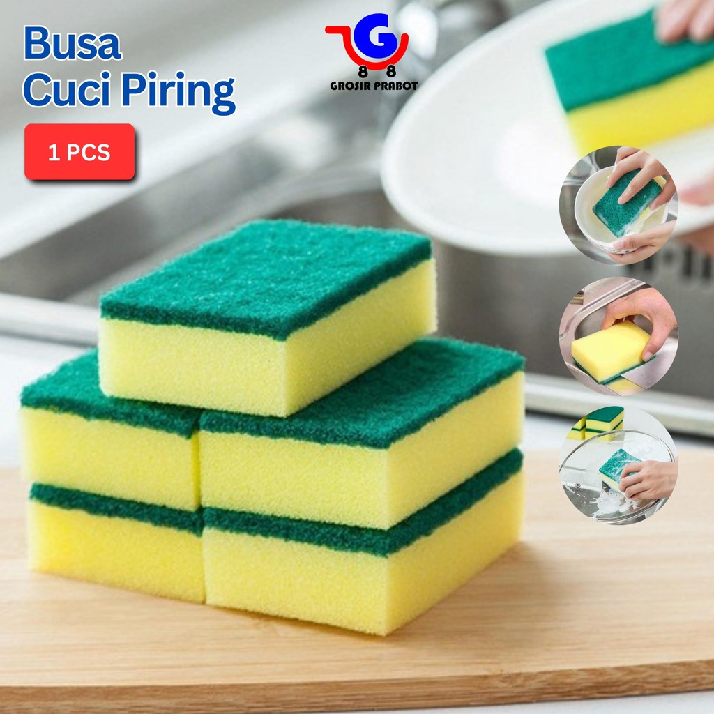 Jual Busa Cuci Piring Sponge Kuning Sabut Hijau Spons Penghilang Noda ...