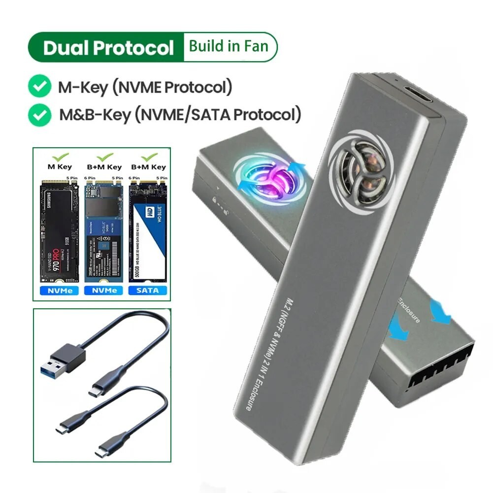 Jual M2 NVMe SSD Case Aluminum 10Gbps USB3.1 GEN2 Type C Dual Protocol ...