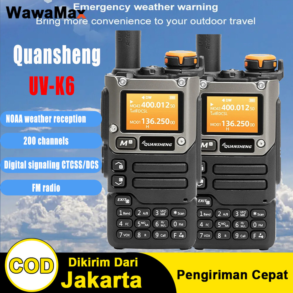 Jual Quansheng UV-K6 Walkie Talkie 5W Air Band Radio Tyep C Charge Two Way Radio UHF VHF DTMF FM ...
