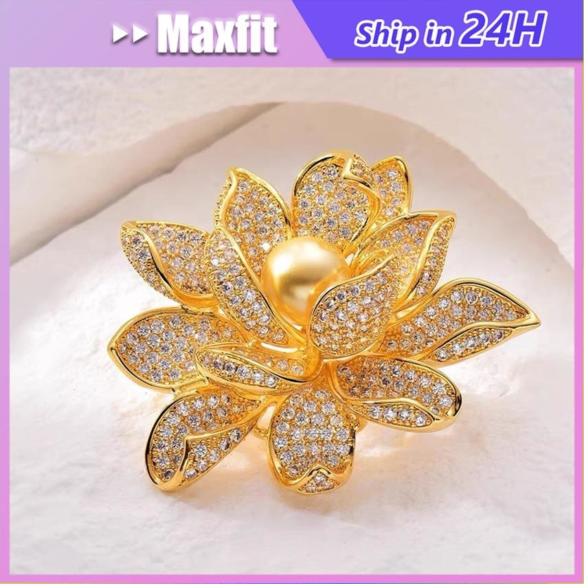 Jual Bros Bunga Mutiara Emas / Brooch Premium / Bros Bubga Teratai ...