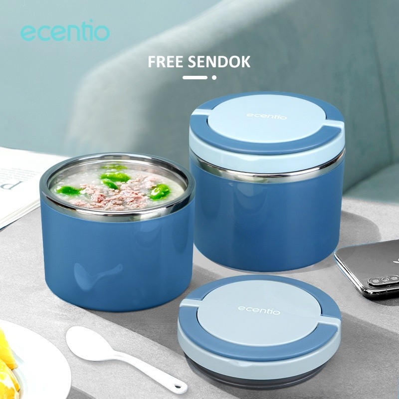 Jual ECENTIO Blue Thermos Sup 630ml Tempat Sup Tahan Panas Stainless ...