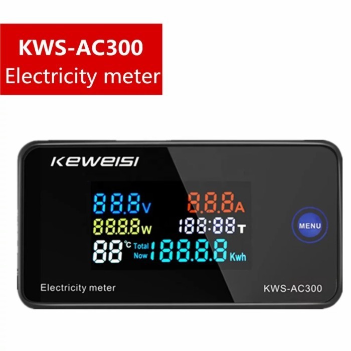 Jual AC watt meter digital 6in1 kwh KWS AC-300 100A volt ampere | Shopee Indonesia