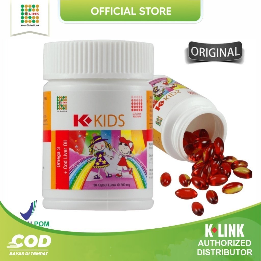 Jual K KIDS OMEGA KIDS K LINK OMEGA 3 MINYAK IKAN KOD + VITAMIN A & D ...