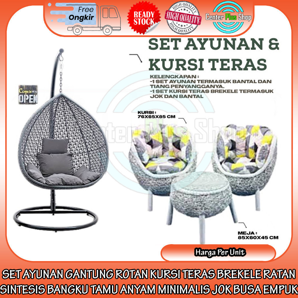 Jual [Kargo] SET AYUNAN GANTUNG ROTAN KURSI TERAS BREKELE RATAN ...