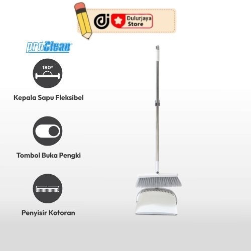 Jual Proclean Sapu & Pengki Lipat - Putih Floor Cleaner Set Sapu Dan ...