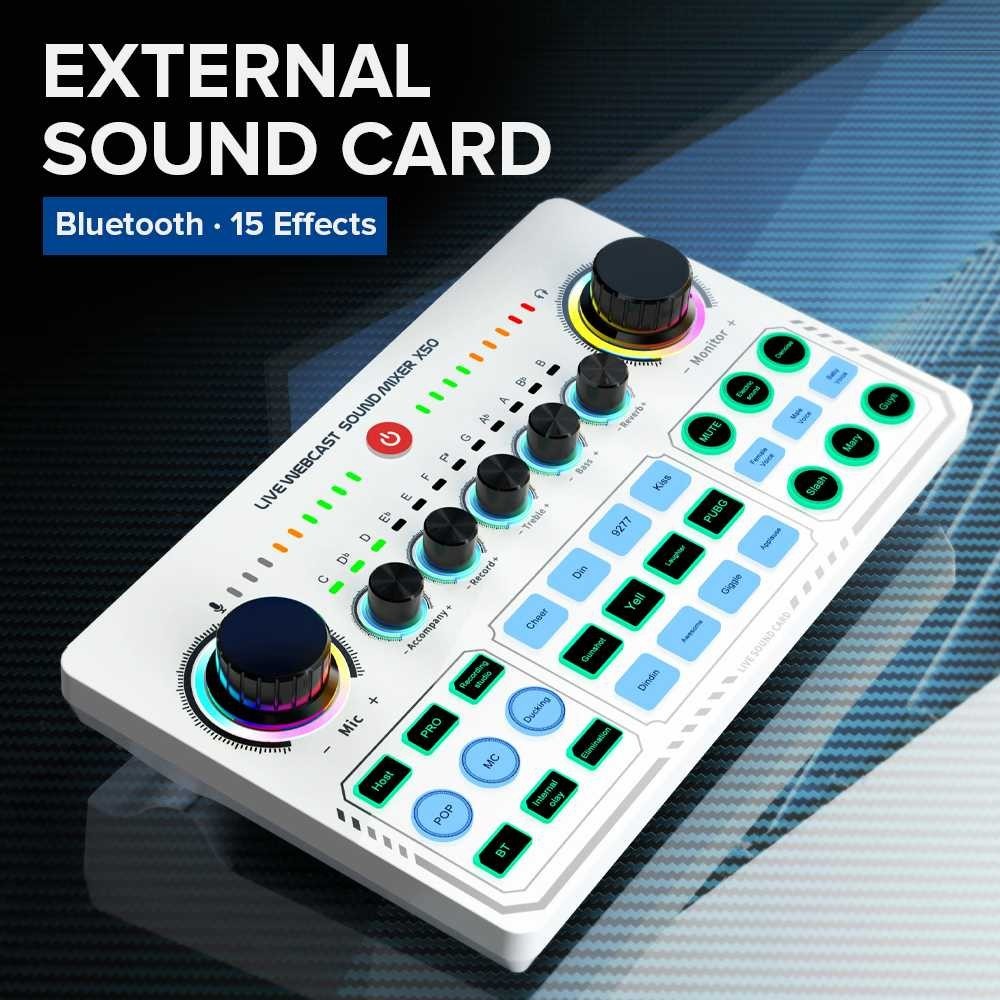Jual LEEDOAR Mixer Audio External Sound Card Live Bluetooth 15 Effects ...