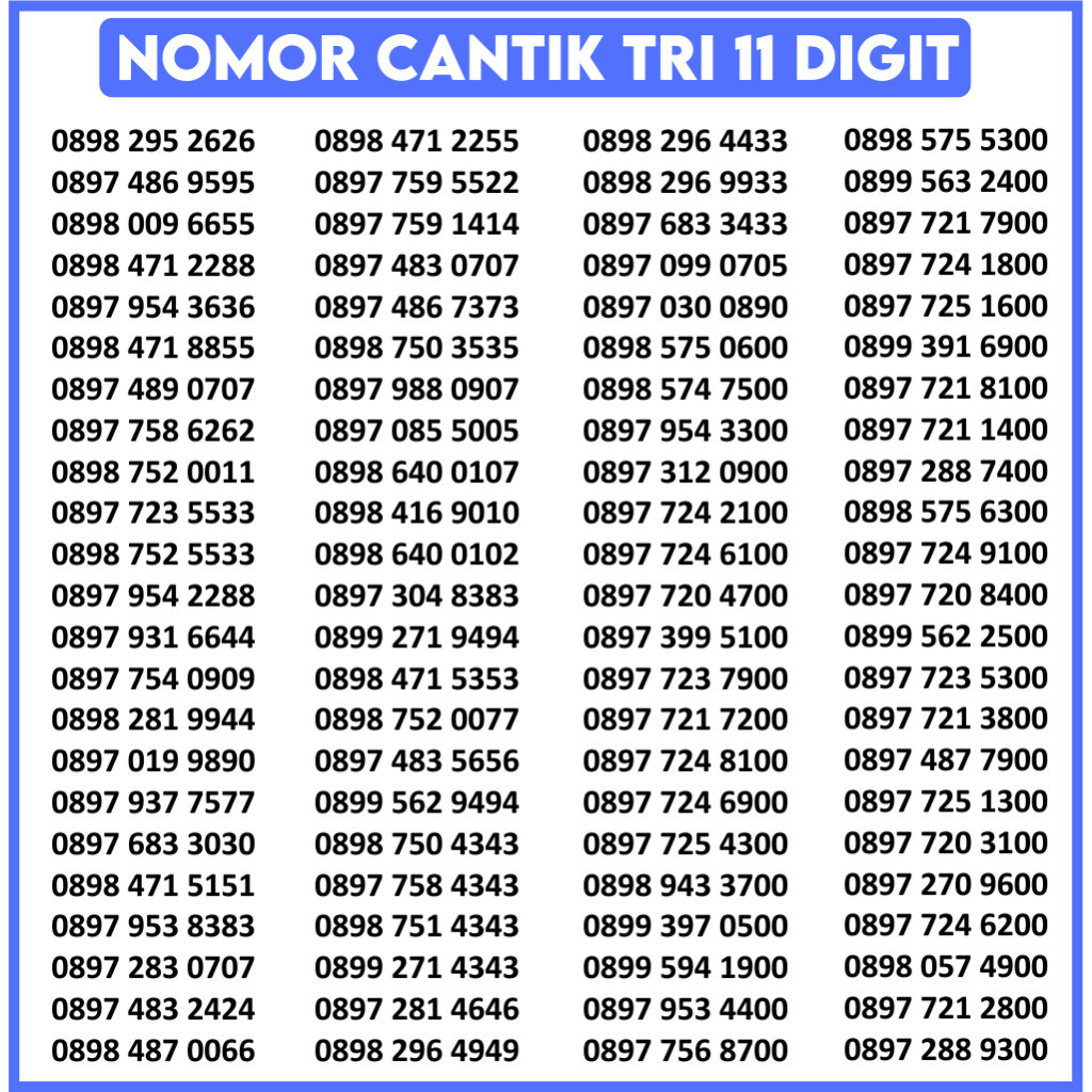Jual Kartu perdana 3 cantik nomor cantik tri three No cantik tri ...