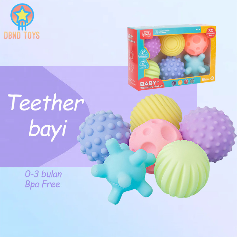 Jual Mainan Sensory Anak Set 6 Bola Sensorik Bayi, Teether Gigitan ...