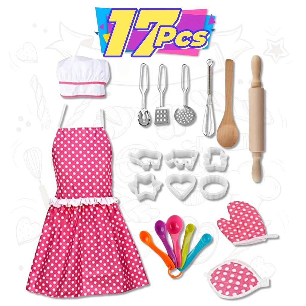 Jual 17 Pcs Cooking Baking Set, Chef Role Play Costume Set | Shopee ...
