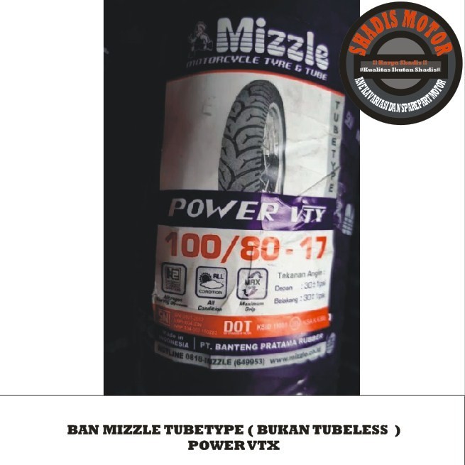 Jual Ban Motor Merk Mizzle Biasa Tipe Power VTX Ukuran 100/80 Ring 17 ...